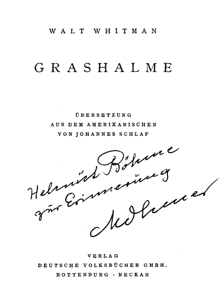 Grashalme – Walt Whitman